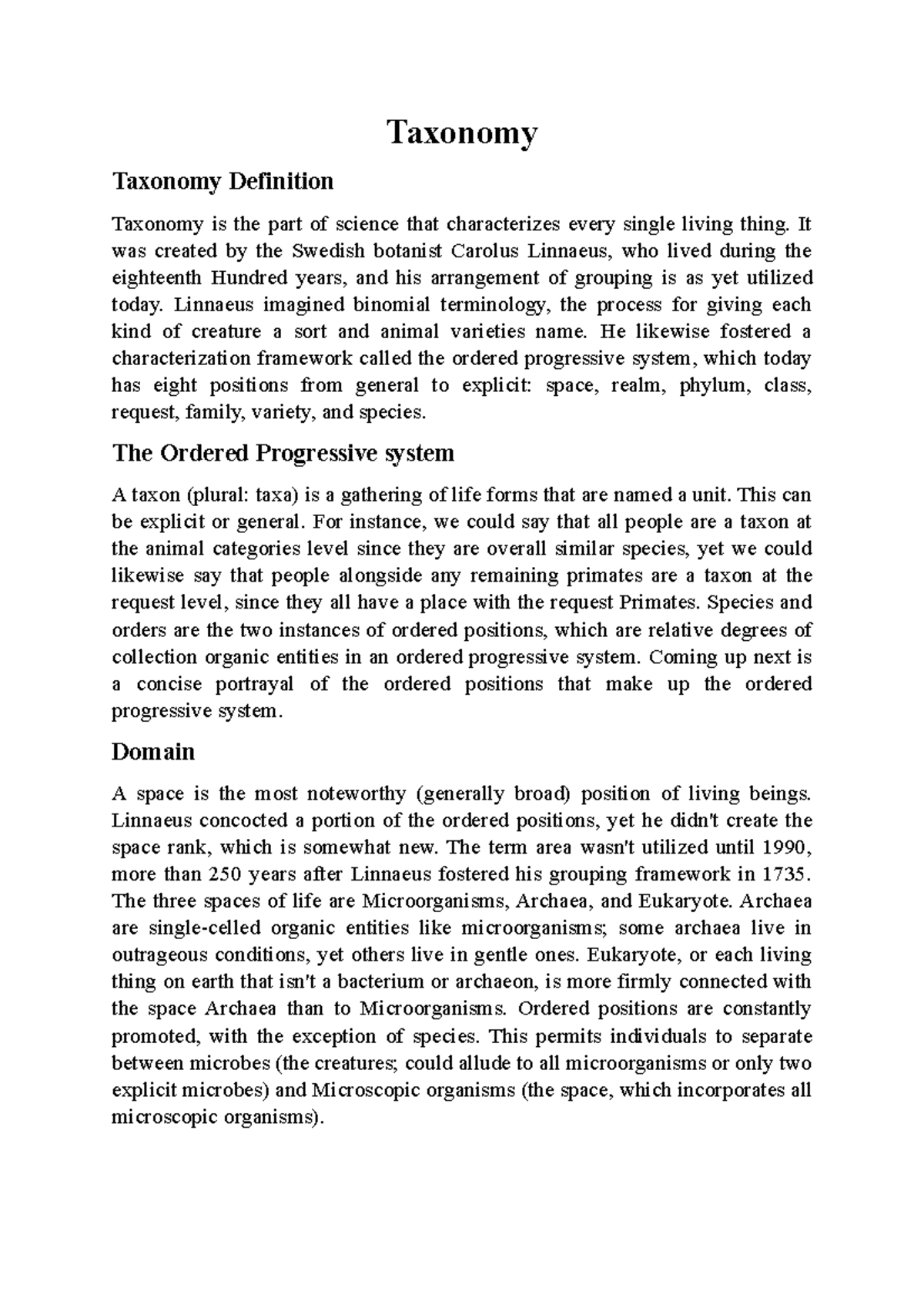 Taxonomy - Taxonomy Taxonomy Definition Taxonomy is the part of science ...