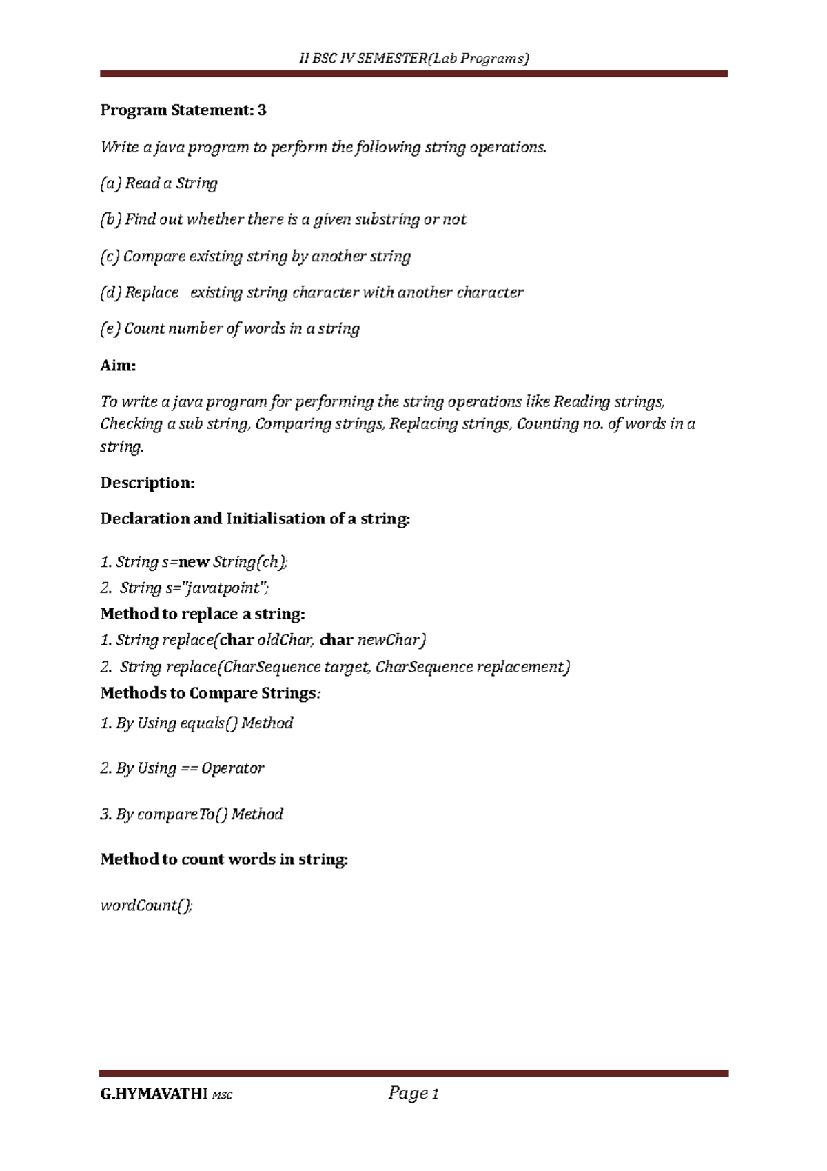 Java Lab Progs 3 To 10 Good Program Statement 3 Write A Java Program To Perform The