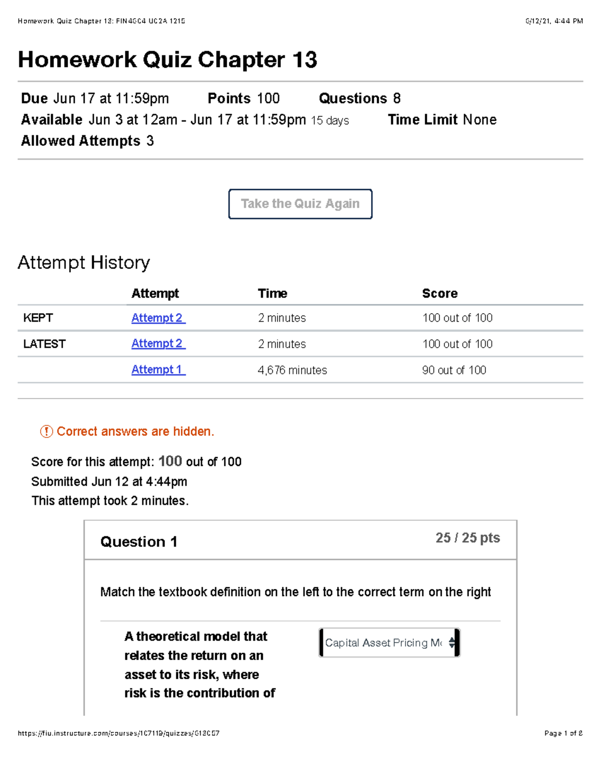 Homework Quiz Chapter 13: FIN4604 U02A 1215 - Homework Quiz Chapter 13 ...