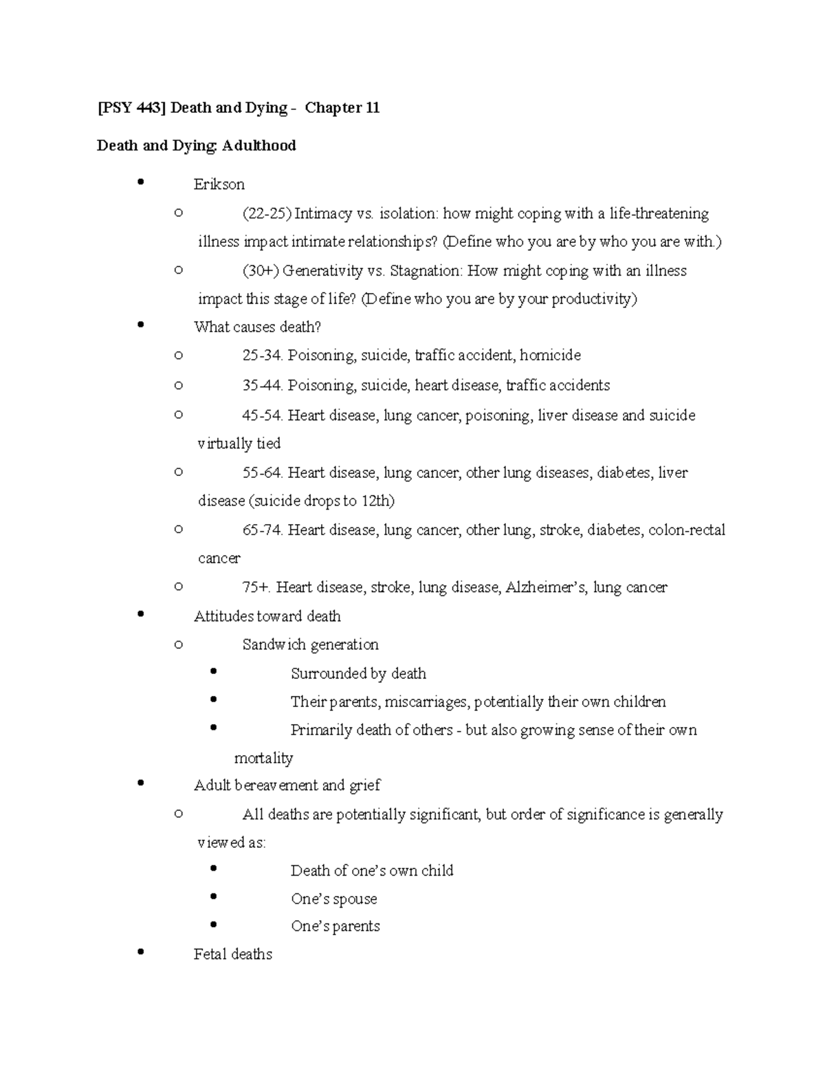 [PSY 443] Death and Dying - Chapter 11 - [PSY 443] Death and Dying ...