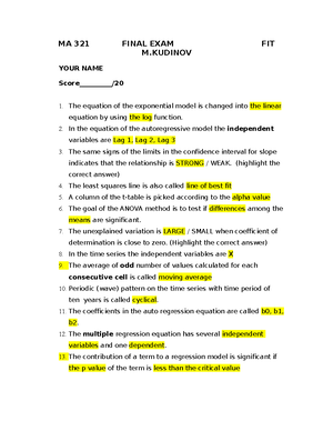 Review for Exam 1 - MA-321 - Review for Exam 1 consists of: 1. Module 0 ...