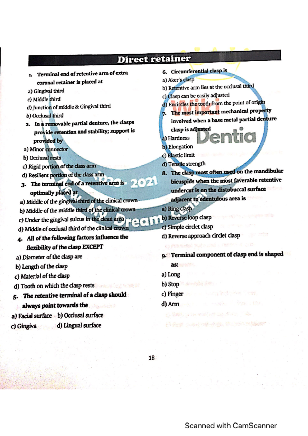 Direct retainer - Ejejejk - Direct retainer 1. Terminal end of ...