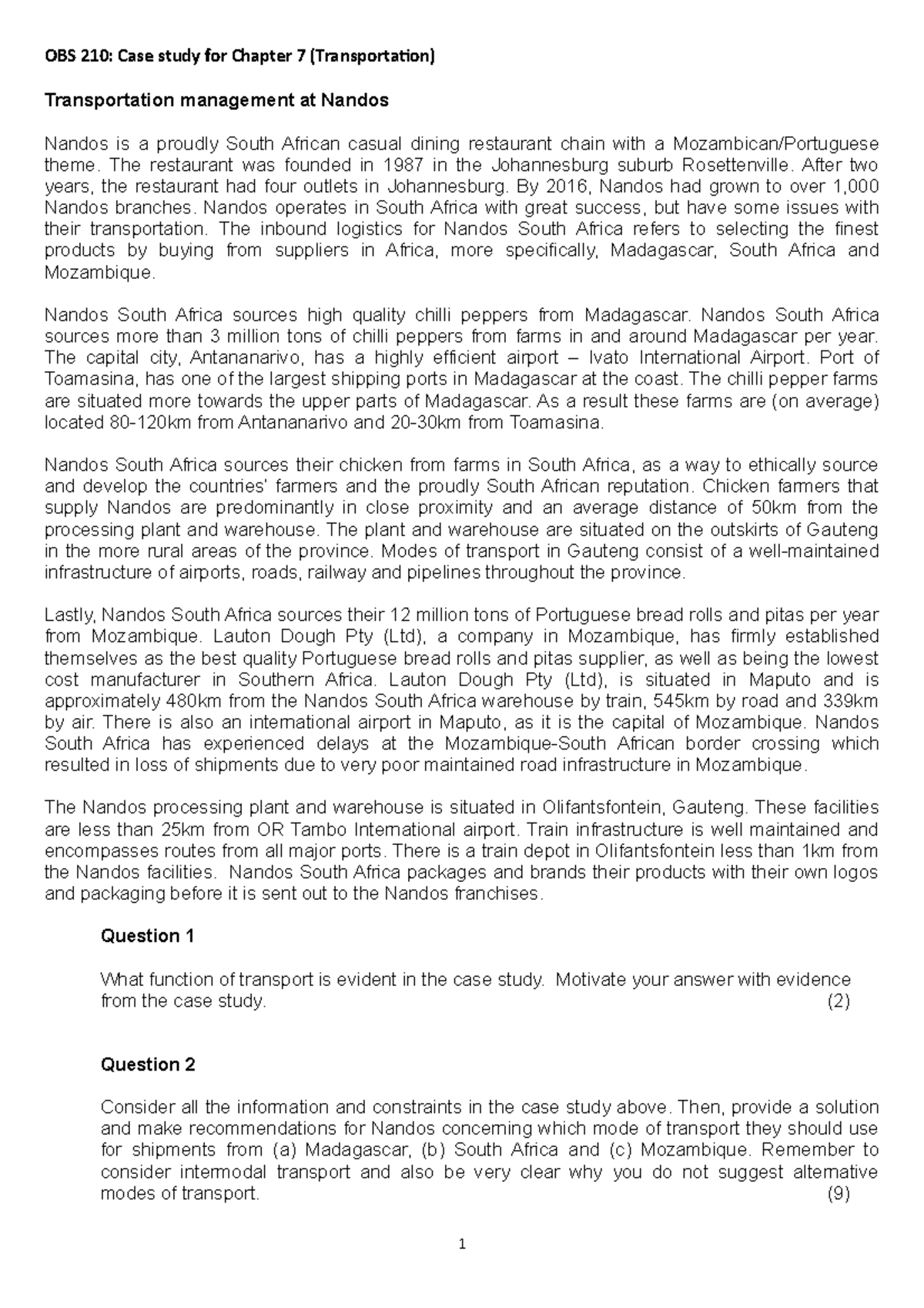 Chapter 7 Case study - Practice material you can use to prepare for ...