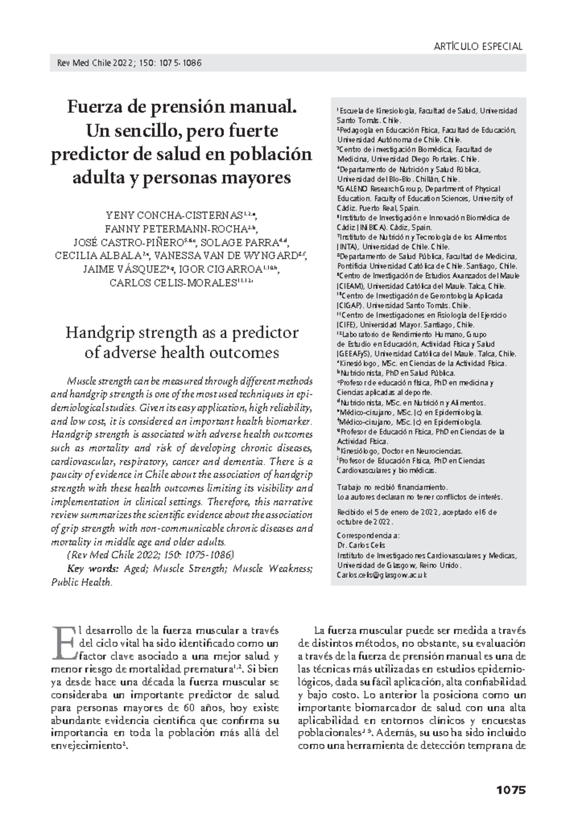 0717 6163 rmc 150 08 1075 - rev Med chile 2022; 150: 1075- Fuerza de ...