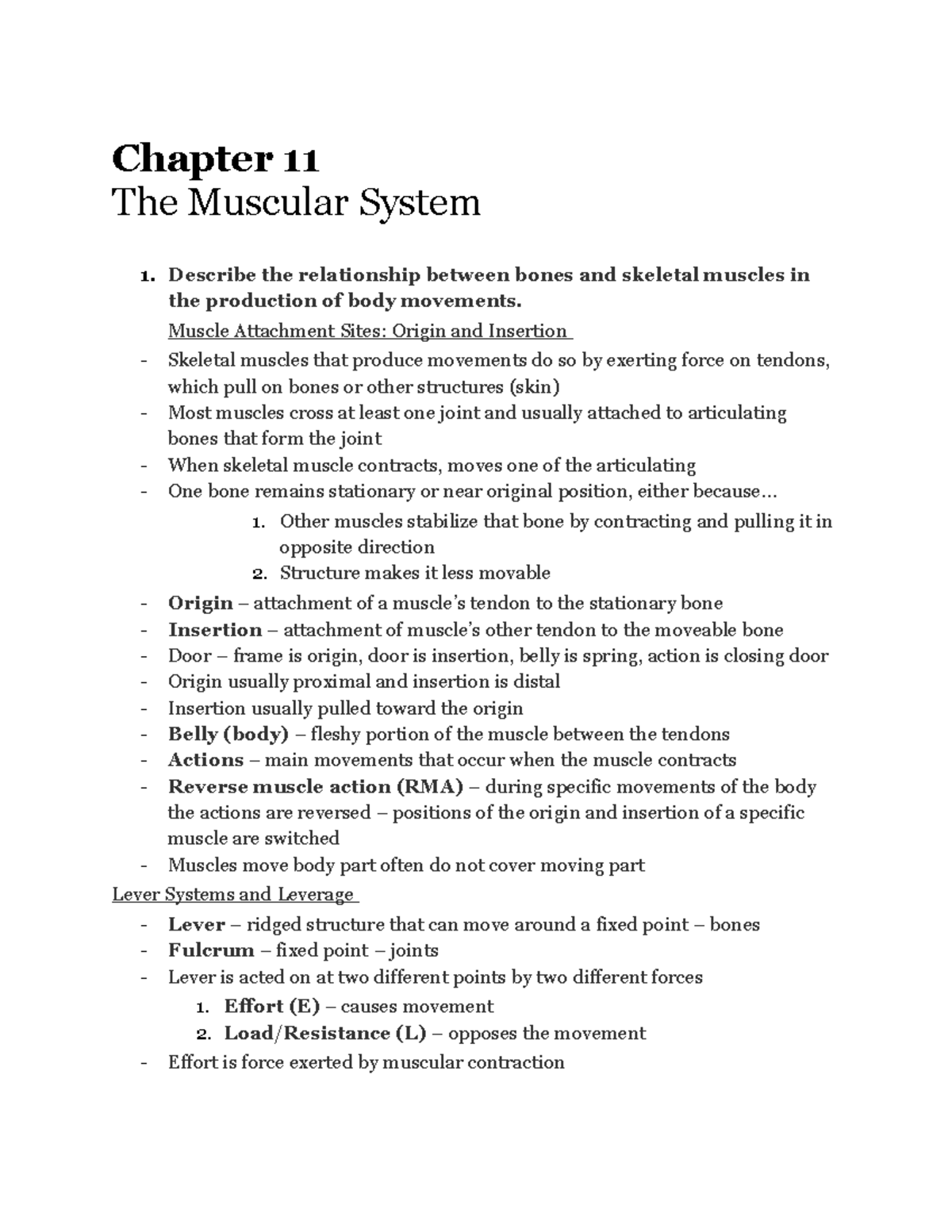Chapter 11 - bio 235 - athabascau university - Chapter 11 The Muscular ...