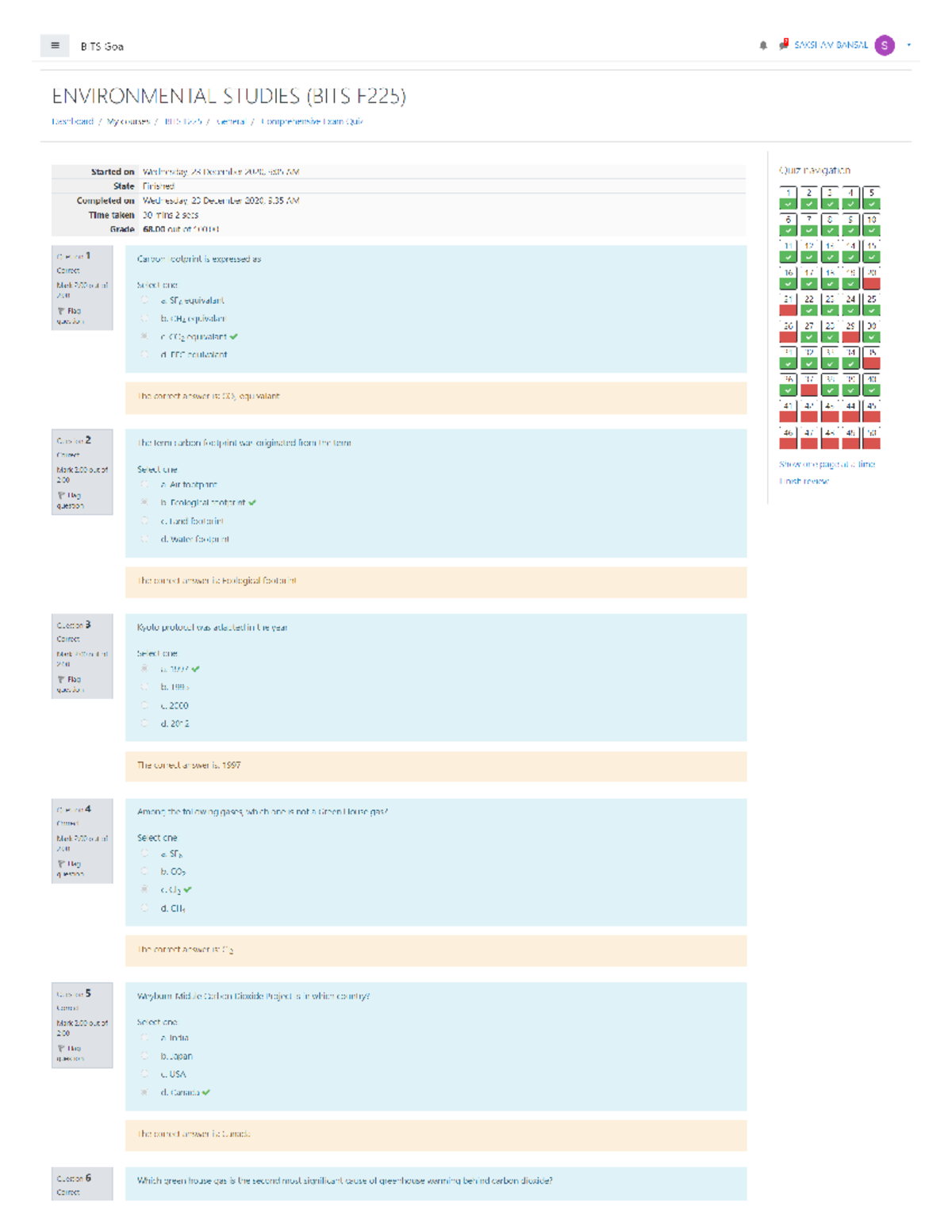 EVS Compre 2020-21 - BITS Goa SAKSHAM BANSAL S ENVIRONMENTAL STUDIES (BITS F225) Dashboard My ...