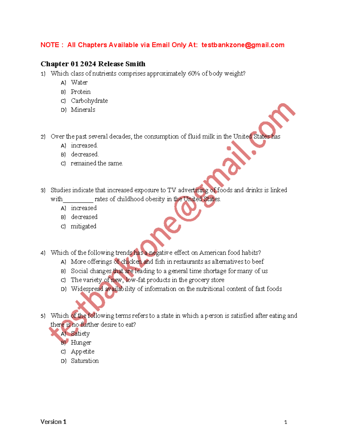 Wardlaw's Contemporary Nutrition, 2024 Release Test Bank, Solutions ...