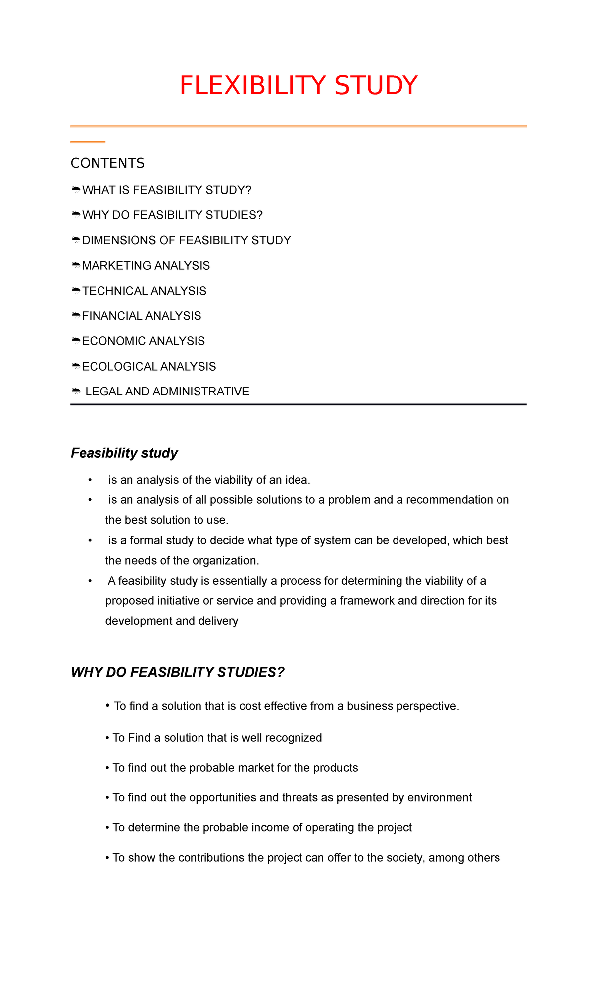 Flexibility Study overview - FLEXIBILITY STUDY - Studocu