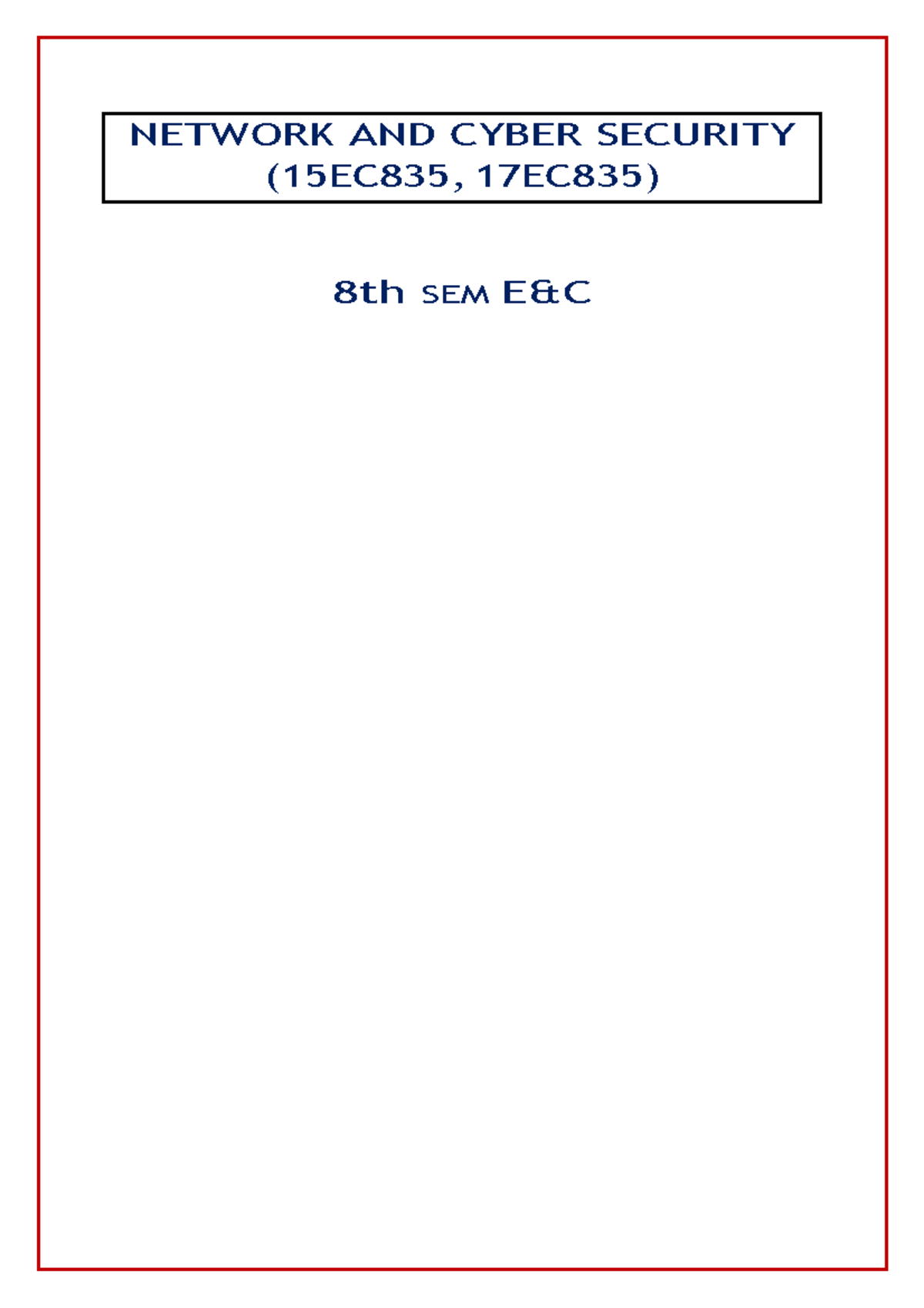 Module 1 Notes 8th sem - NETWORK AND CYBER SECURITY (15EC835, 17EC835 ...