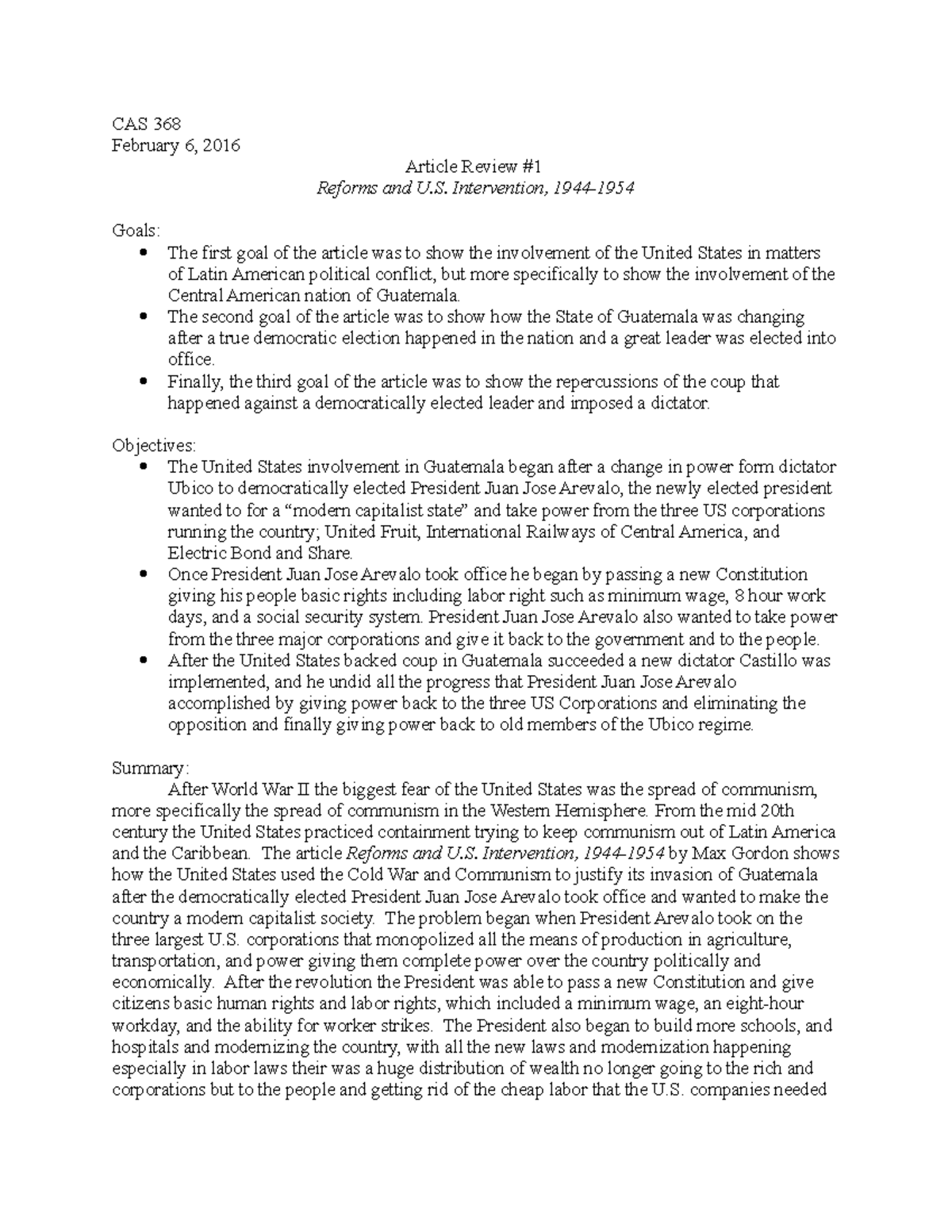 Article Review #1 - CAS 368 February 6, 2016 Article Review #1 Reforms ...