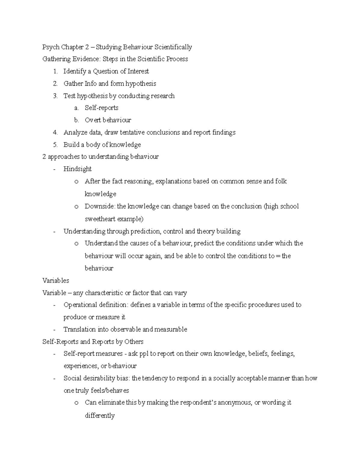 Psych Chapter 2 - Identify a Question of Interest 2. Gather Info and ...