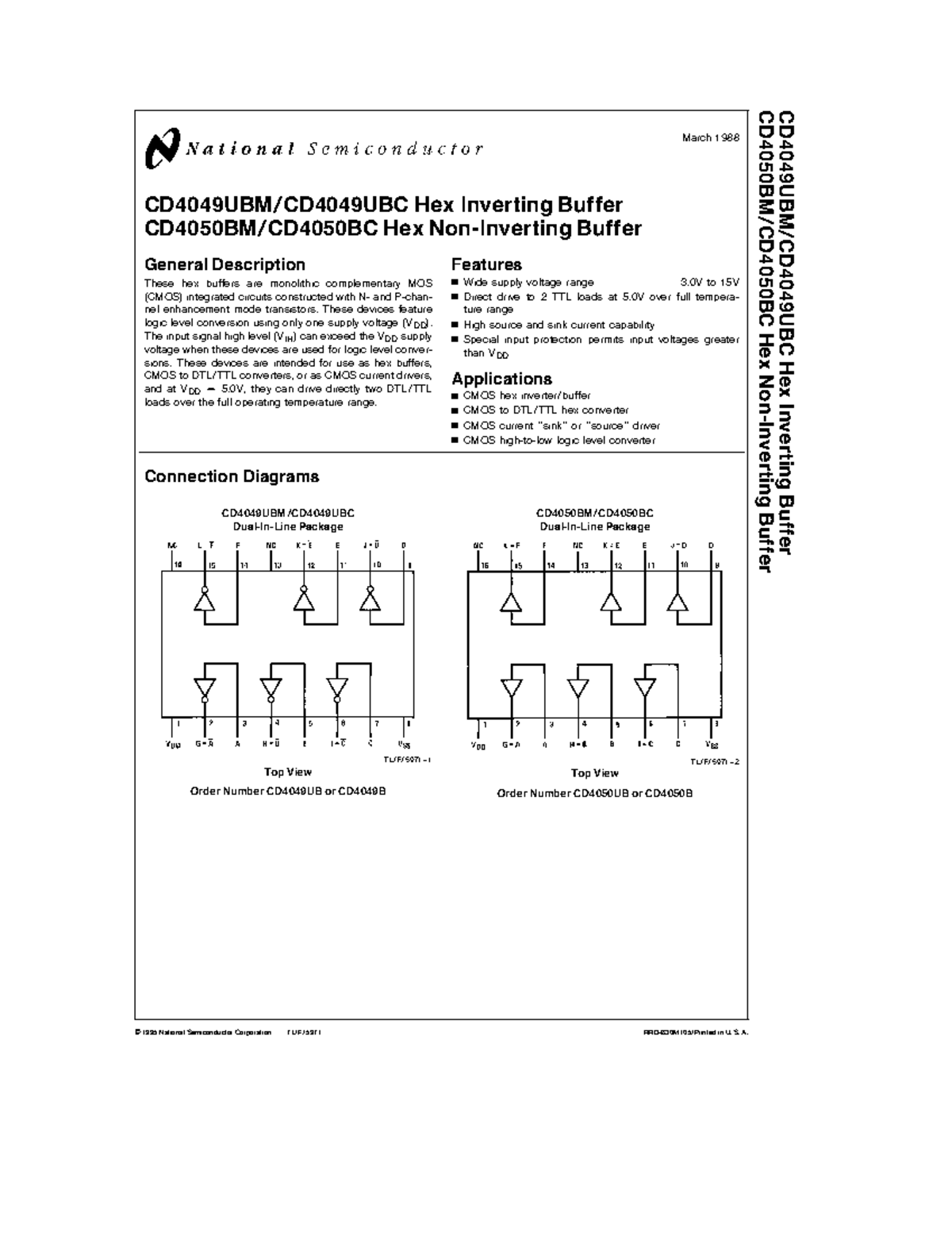 CD4049 - DATASHEET Practica 1 circuito integrado - TL/F/ CD4050BM ...