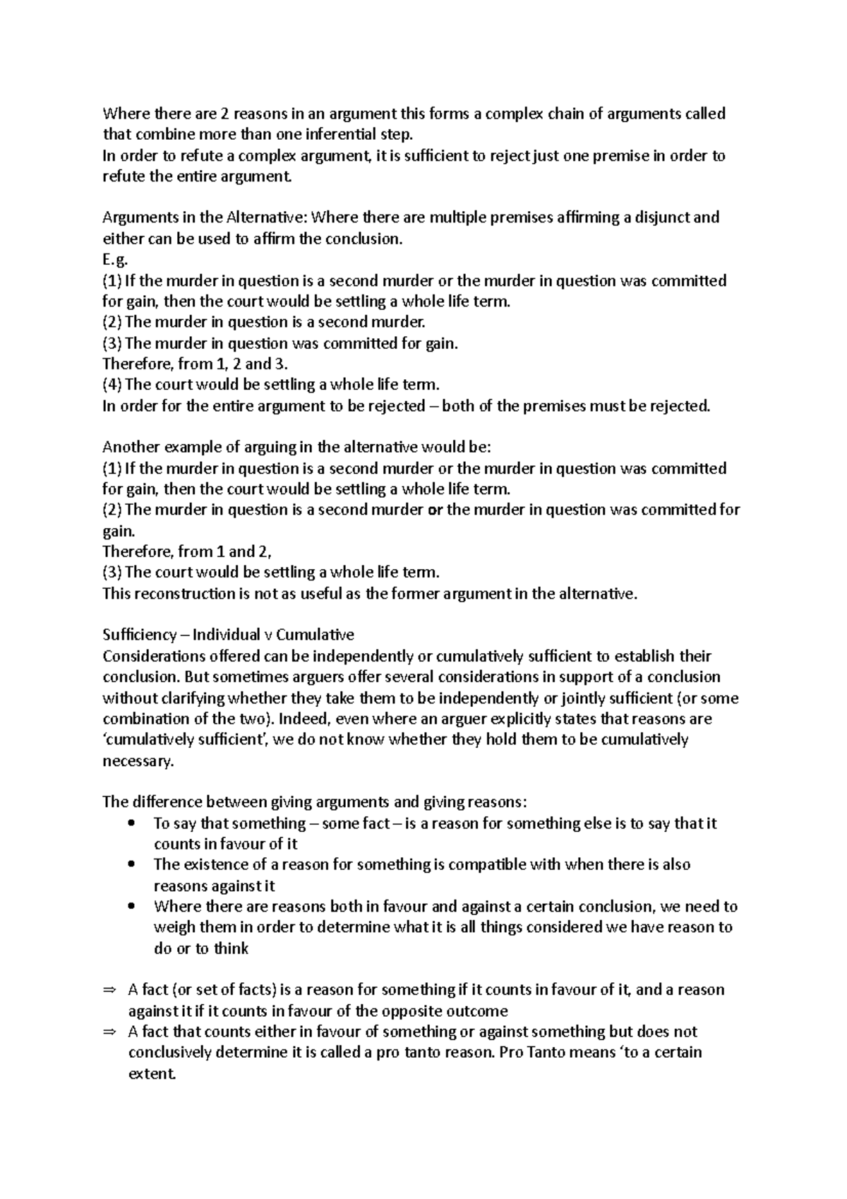 Week 10 - Lecture notes 10 - Where there are 2 reasons in an argument ...
