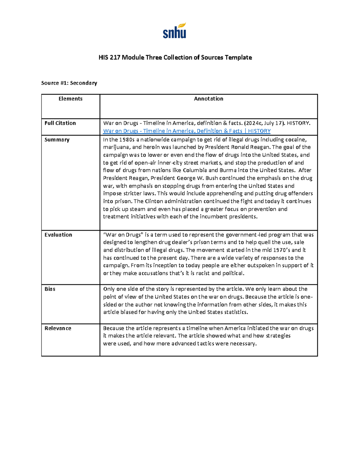 3-2 Collection of Sources - HIS 217 Module Three Collection of Sources ...