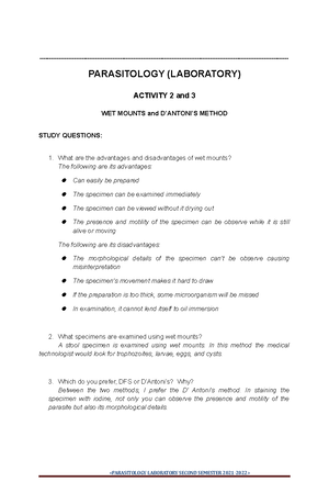 Parasitology- Laboratory Diagnosis FOR Parasite Examination- Medlabsci ...