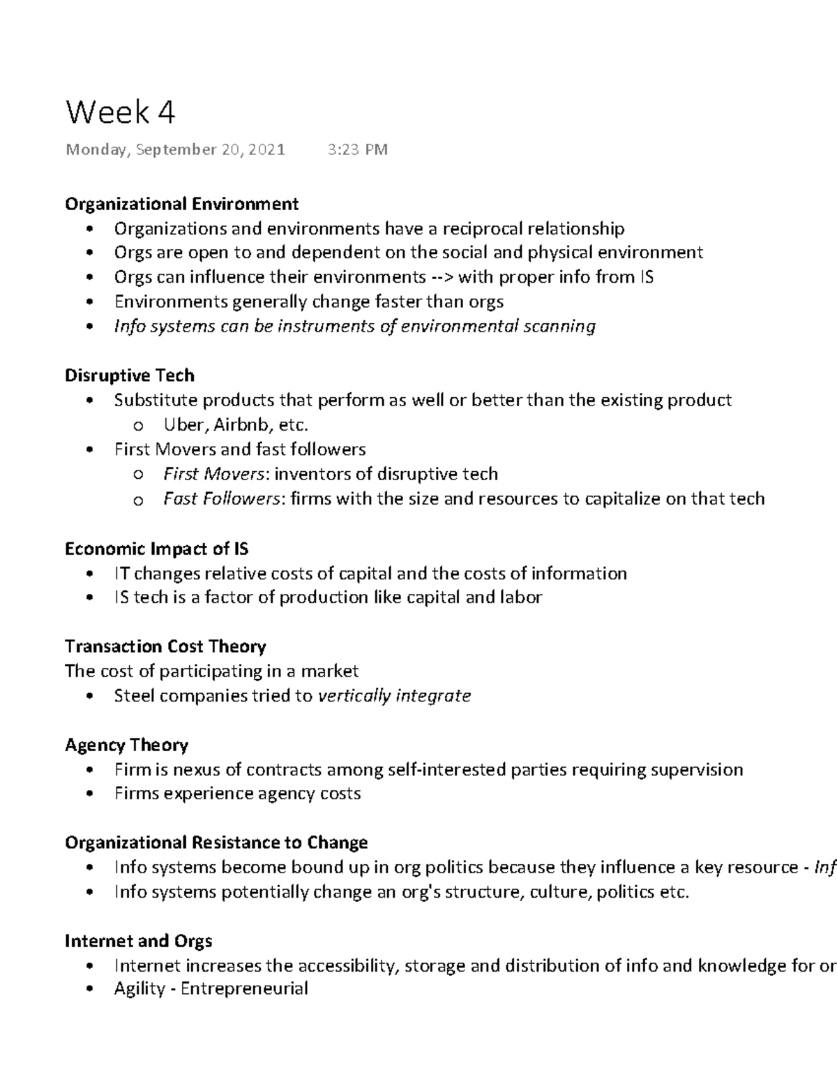 Week 4 - Ann Pavone - Organizational Environment " Organizations and ...