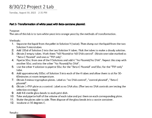 Project 5 - Full Lab Writeup For Genetics Lab - 10/18/22 Project 5 ...