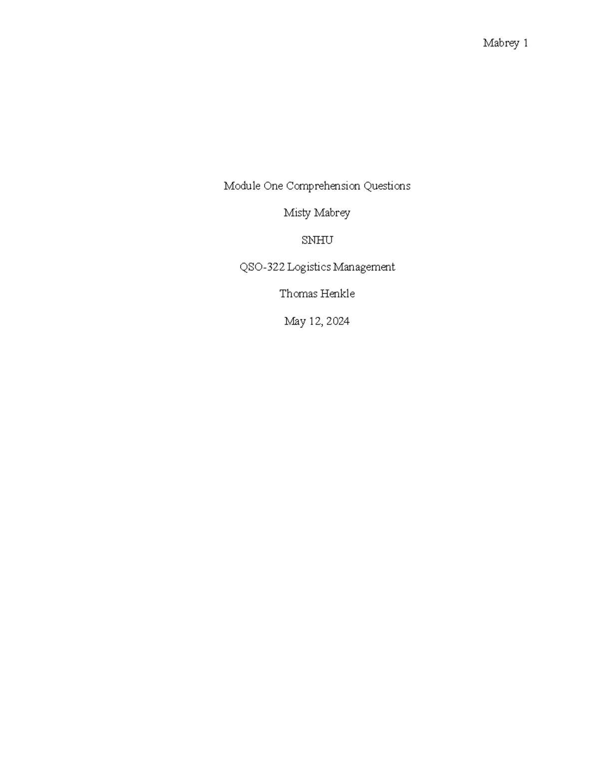Mod 1 CQ - Comp Questions - Module One Comprehension Questions Misty ...