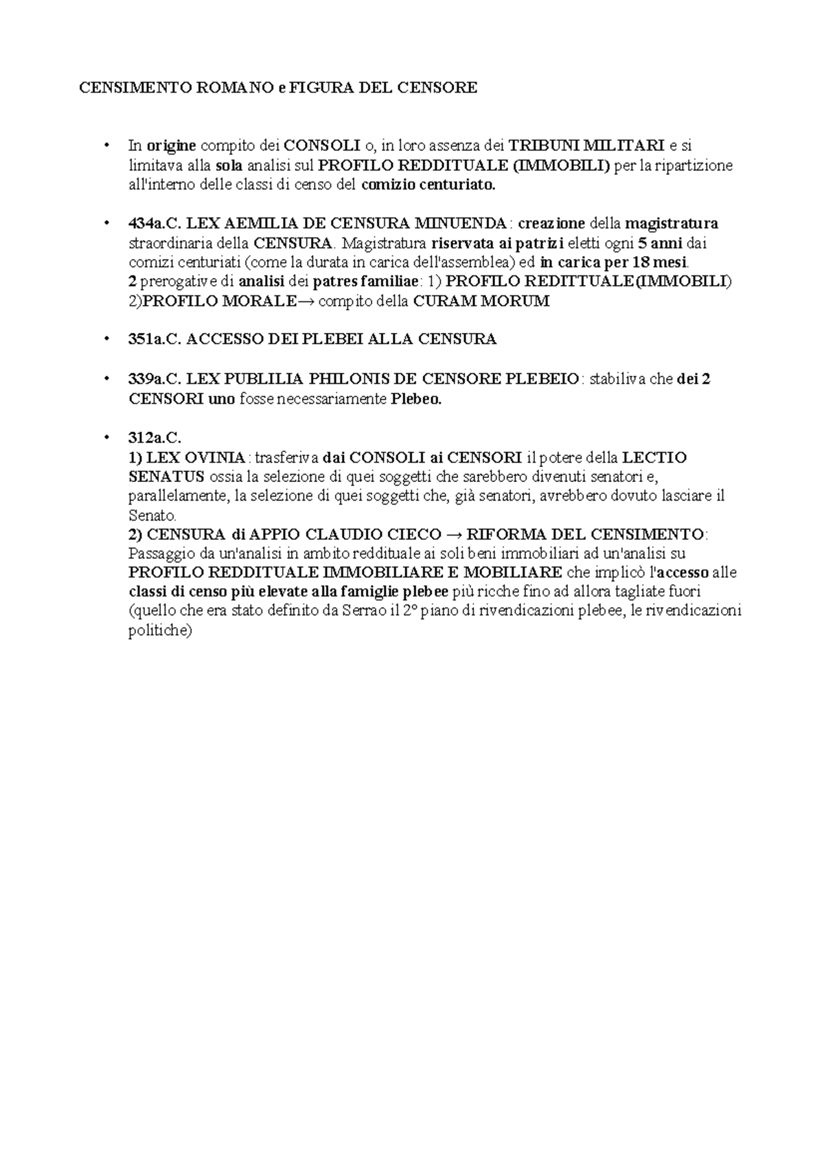 IL Censimento e la figura del Censore - CENSIMENTO ROMANO e FIGURA DEL ...