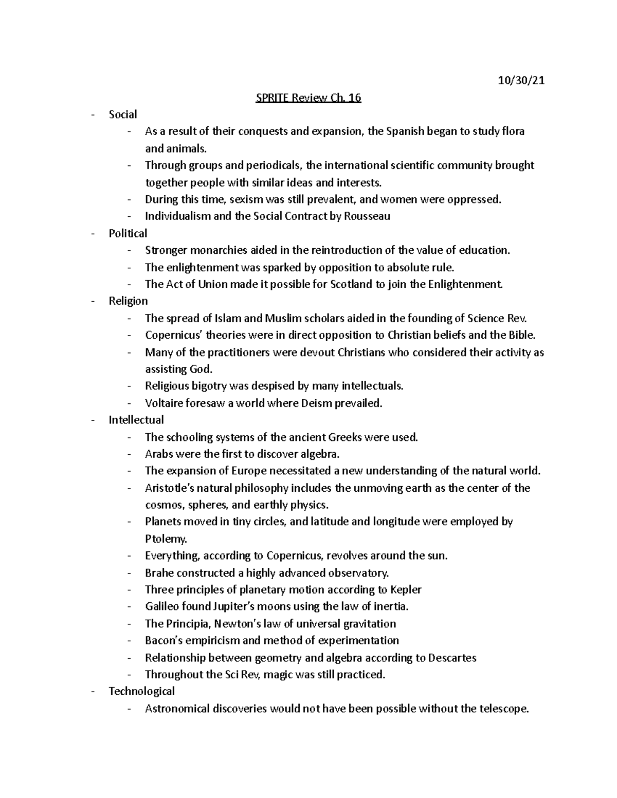 Chapter 16 Sprites - 10/30/ SPRITE Review Ch. 16 Social As a result of ...