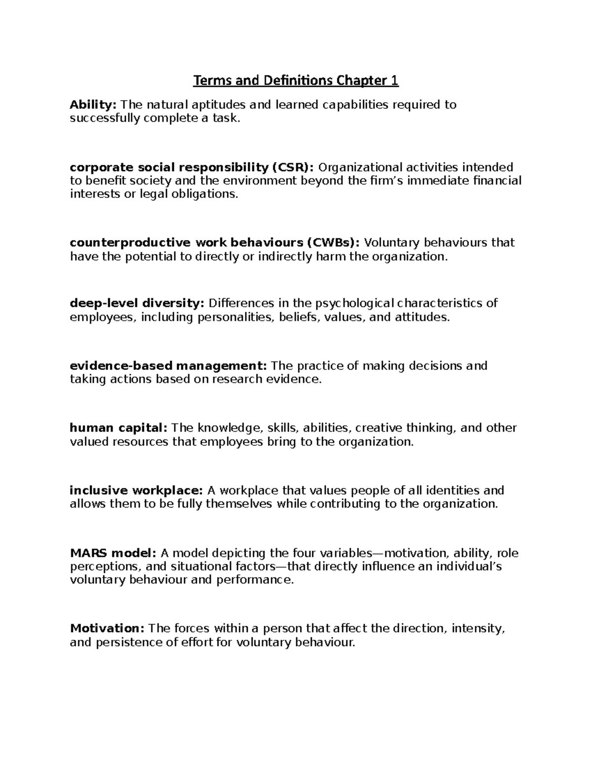 Chapter 1 Org - Terms and Definitions Chapter 1 Ability: The natural ...