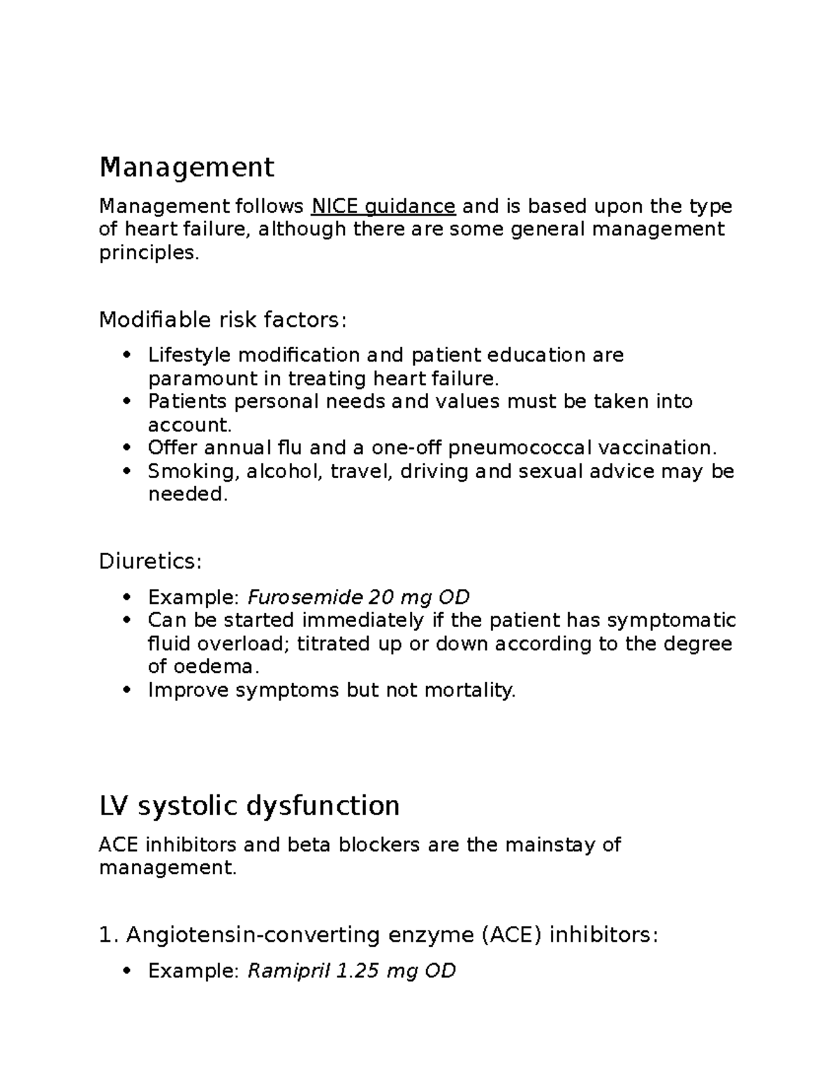 Management of heart failure - Management Management follows NICE ...
