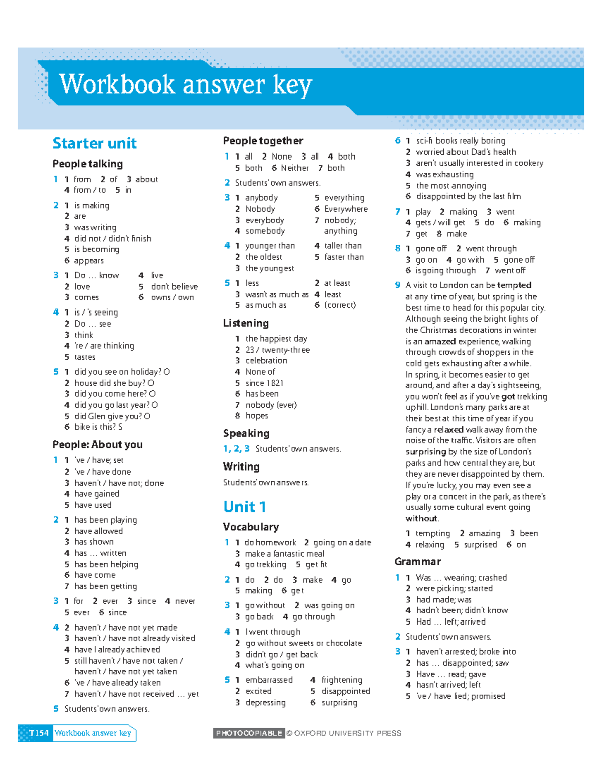 Respuestas 1ºbach Wb - PREPARACIÓN EXAMEN B2 - Workbook answer key ...
