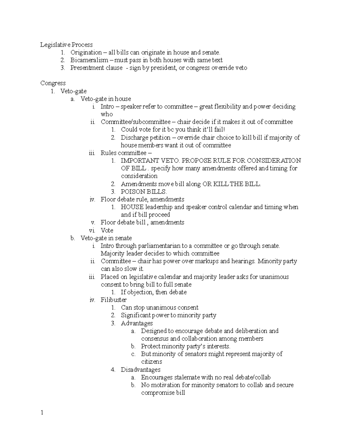 Legreg outline - the very best - Legislative Process 1. Origination ...