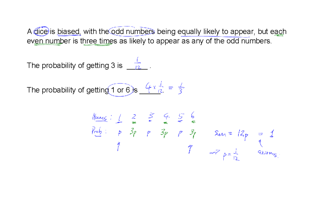 Ilovepdf merged - lectur enotes - A dice is biased, with the odd ...