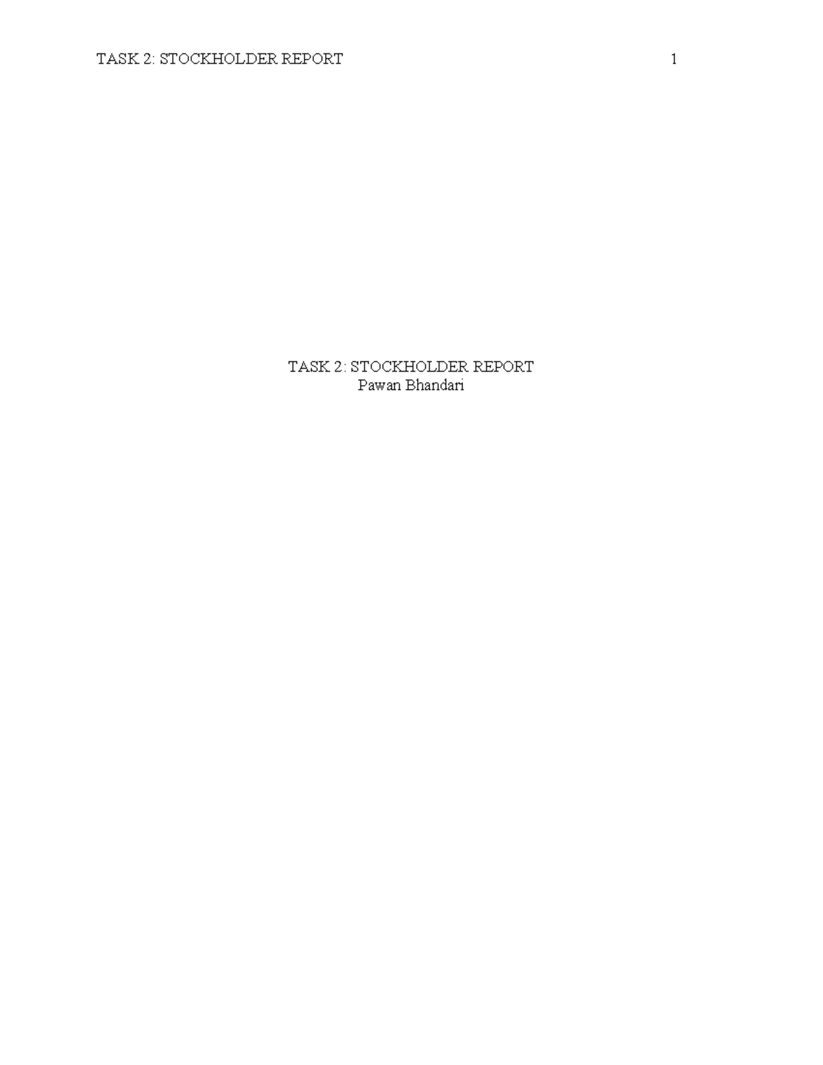Stockholder Report Template - TASK 2: STOCKHOLDER REPORT Pawan Bhandari ...