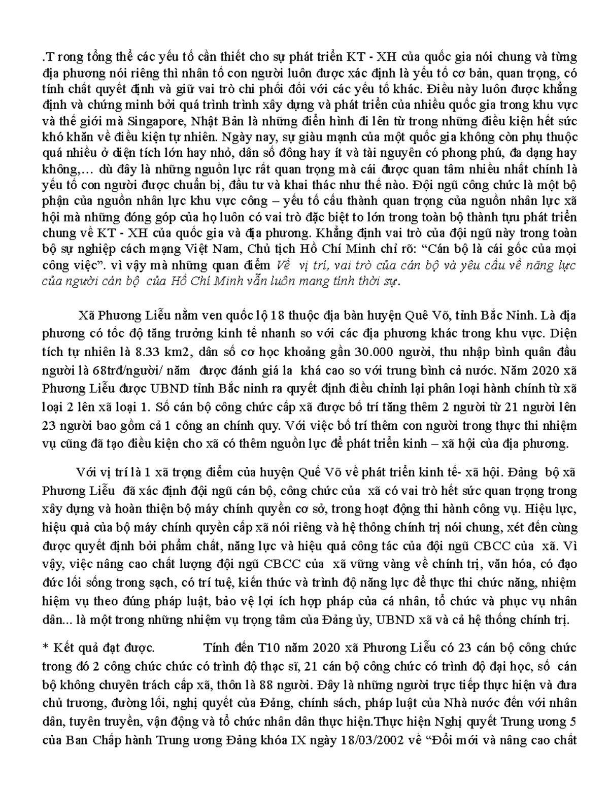 Tài liệu thi môn tư tưởng HCM mới - .T rong tổng thể các yếu tố cần thiết cho sự phát triển KT ...