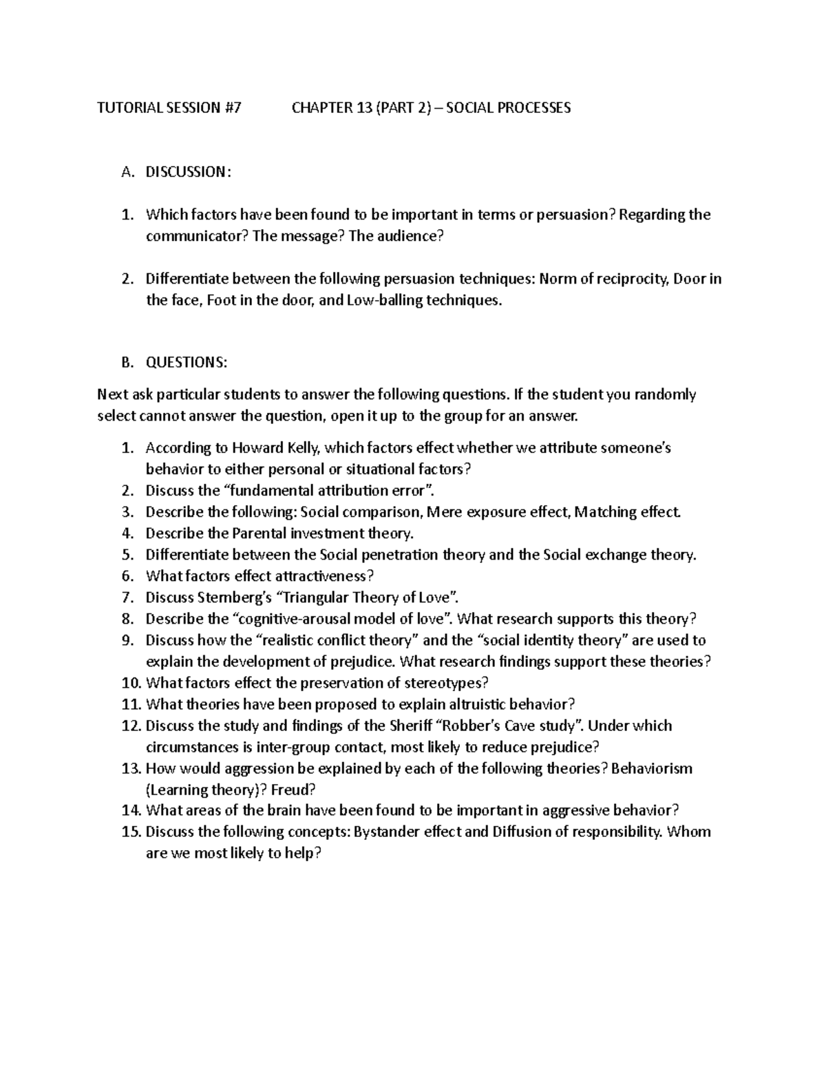 Tutorial Questions Session 7 - TUTORIAL SESSION #7 CHAPTER 13 (PART 2 ...