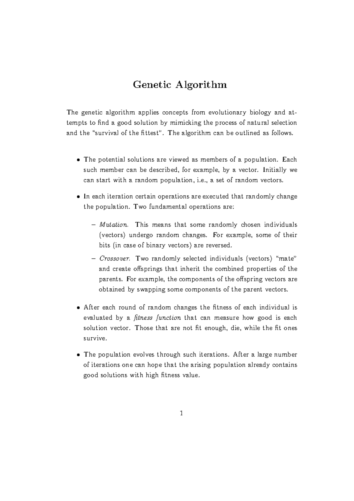 26 Geneti - education - Genetic Algorithm The genetic algorithm applies ...