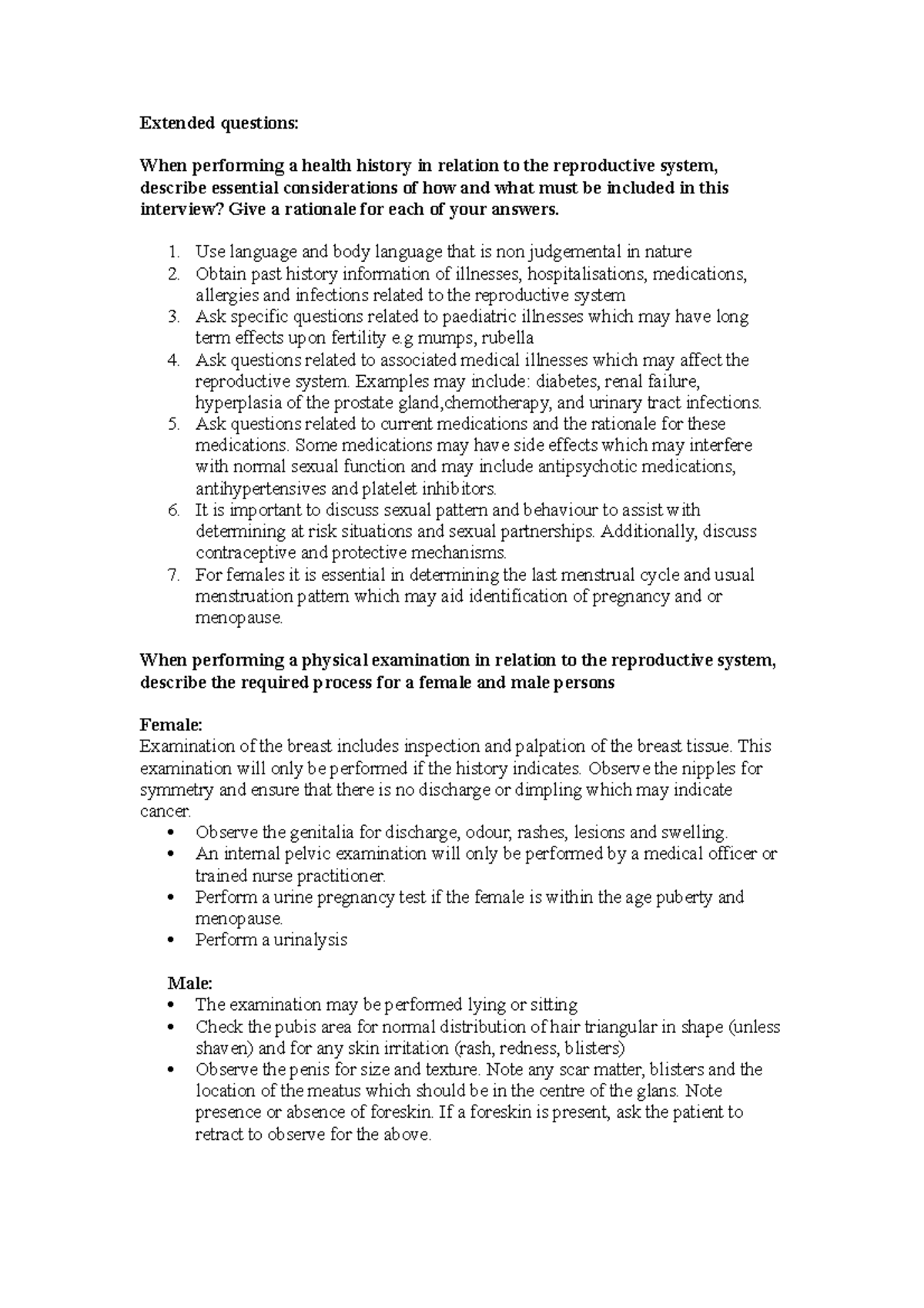 Extended questions wk 7 - Extended questions: When performing a health ...