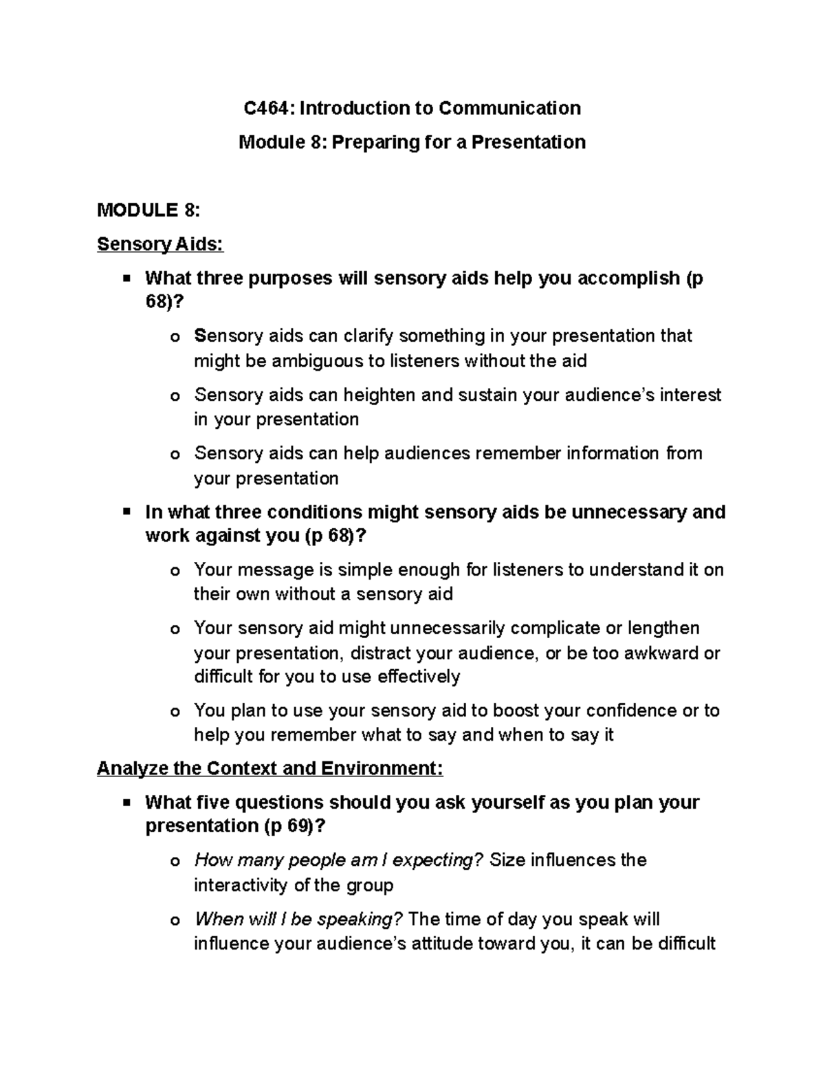 C464 Module 8 Notebook - C464: Introduction to Communication Module 8 ...