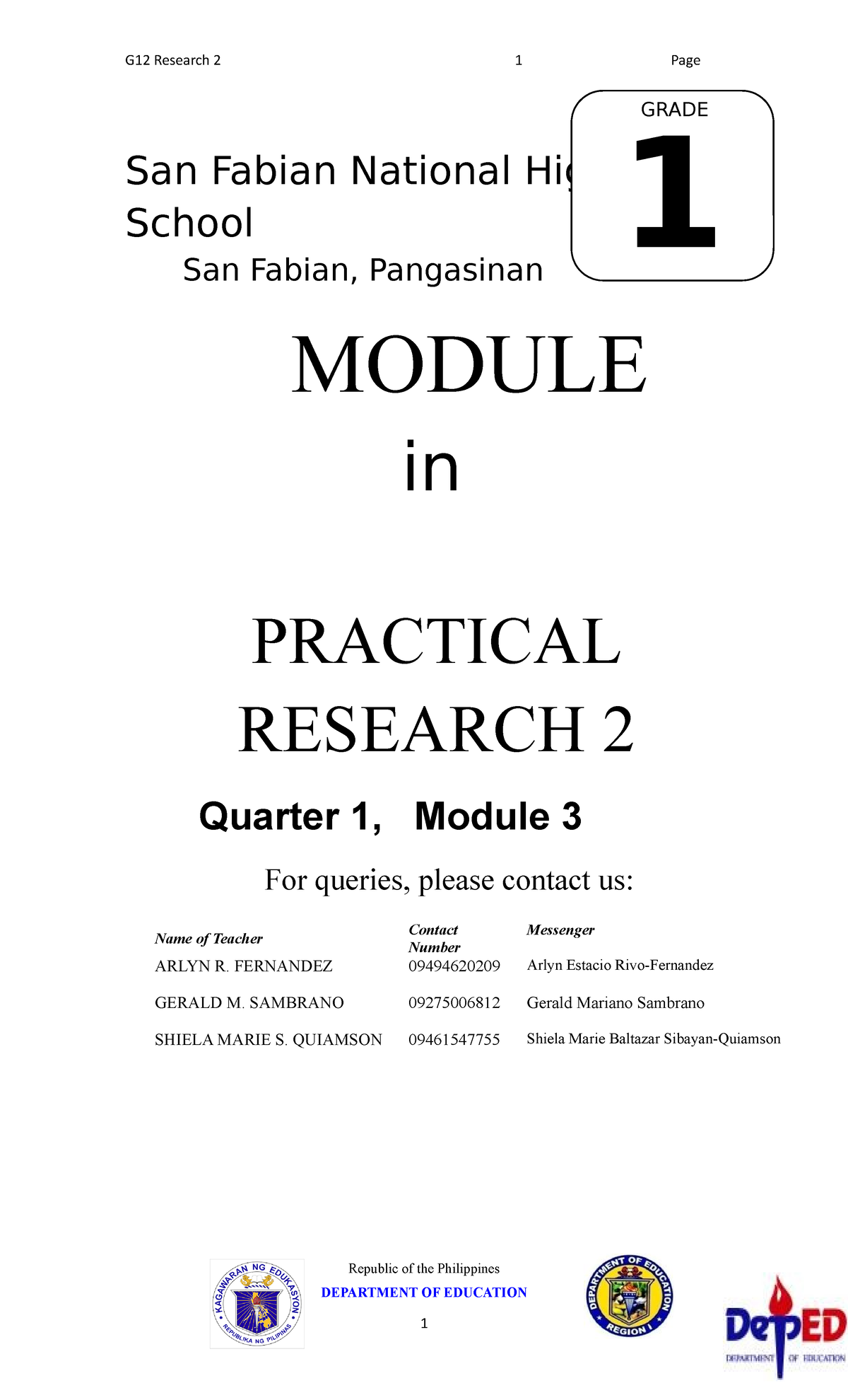 Quarter 1 Module 3 Practical Research 2 - San Fabian National High ...