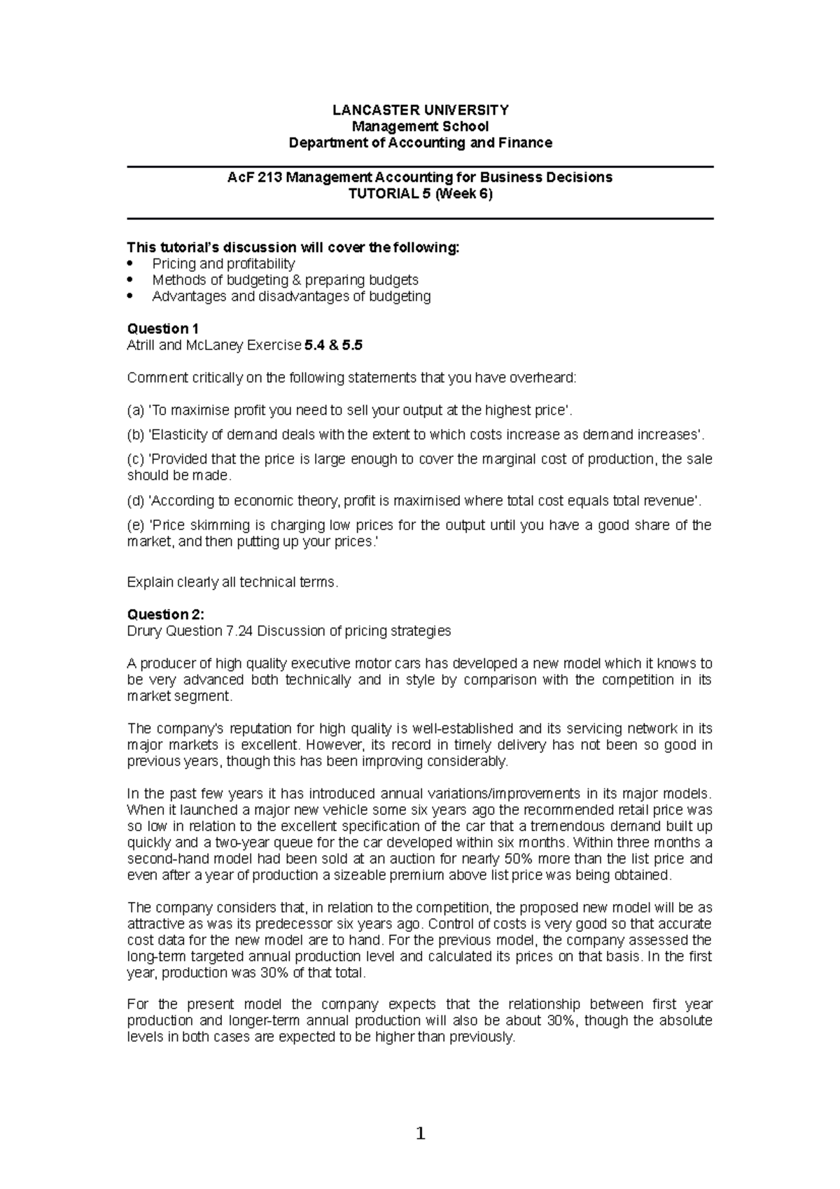 Ac F 213 - Tutorial 5 - Questions - LANCASTER UNIVERSITY Management School Department of ...