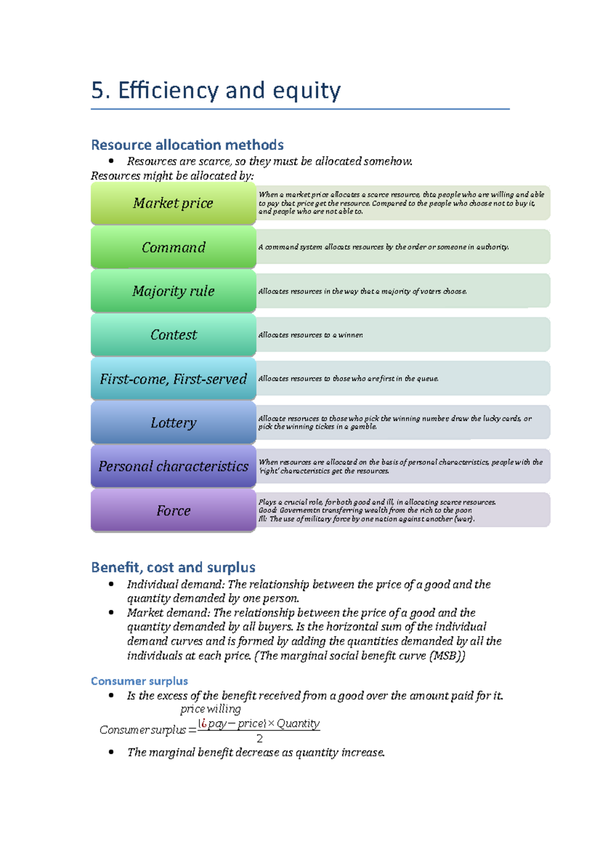 5. Efficiency and equity - 5. Efficiency and equity Resource allocation ...
