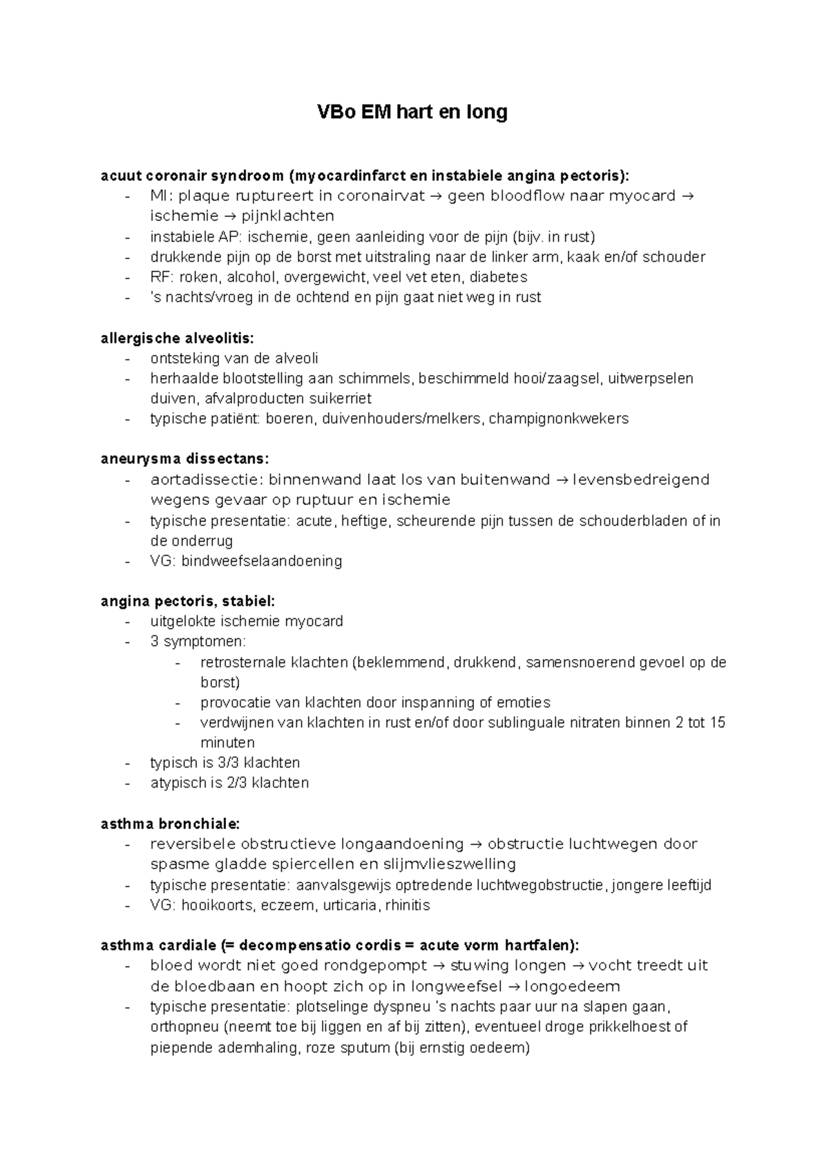 VBo EM hart en long - uitgewerkte EM lijst over hart en ...