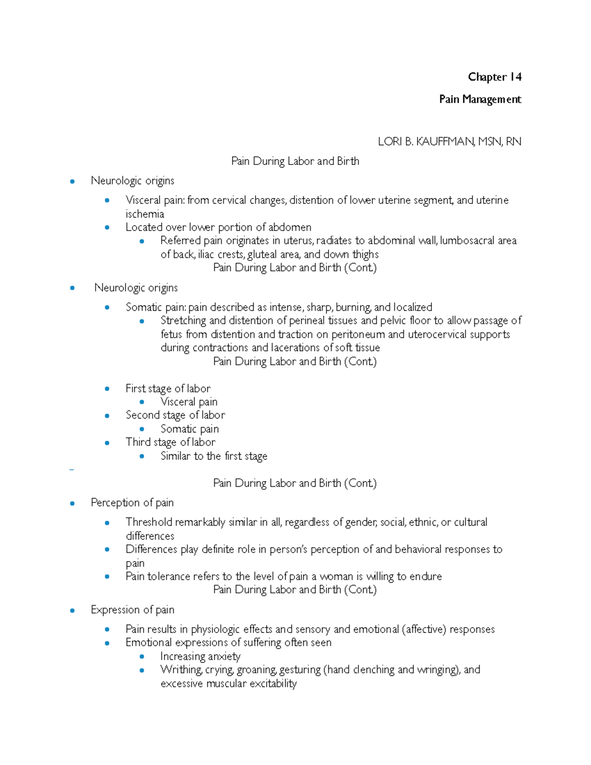OB 14 Nursing Chapter 14 Pain Management LORI B KAUFFMAN MSN RN ob-14-nursing-chapter-14-pain-management-lori-b-kauffman-msn-rn