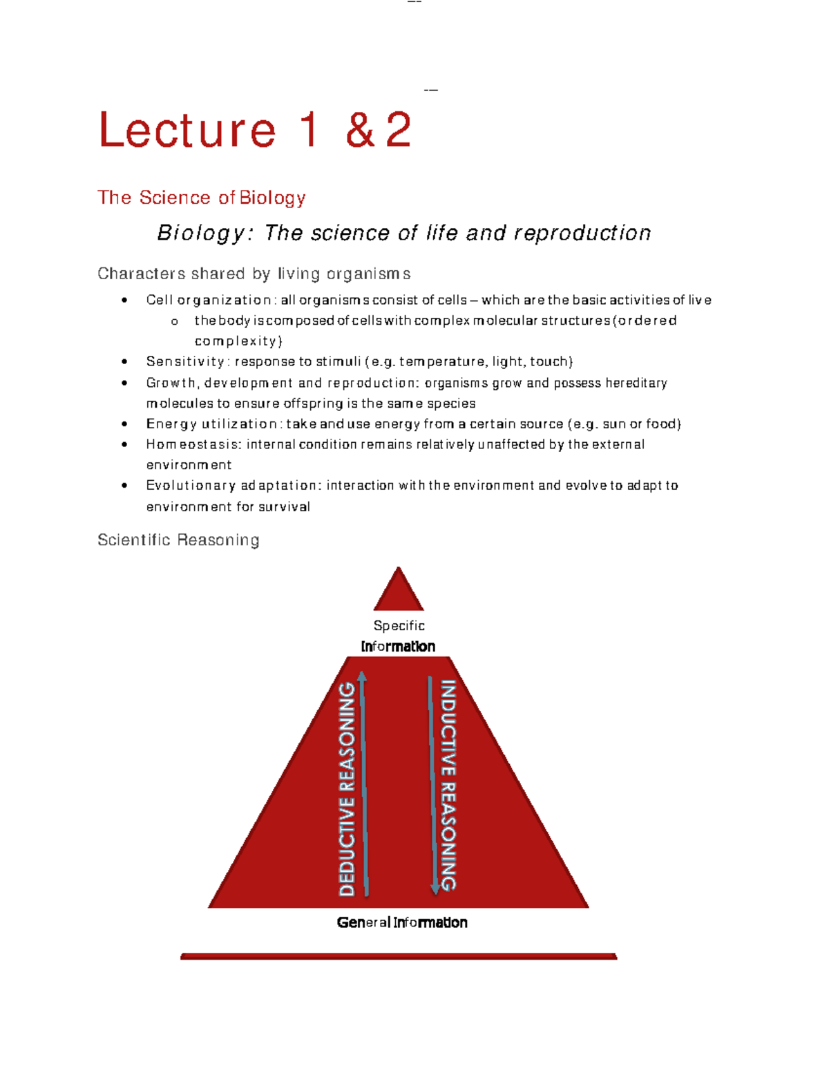 Biodiversity - notes - lOMoAR 2304995 lOMoAR 2304995 Lecture 1 2 The ...