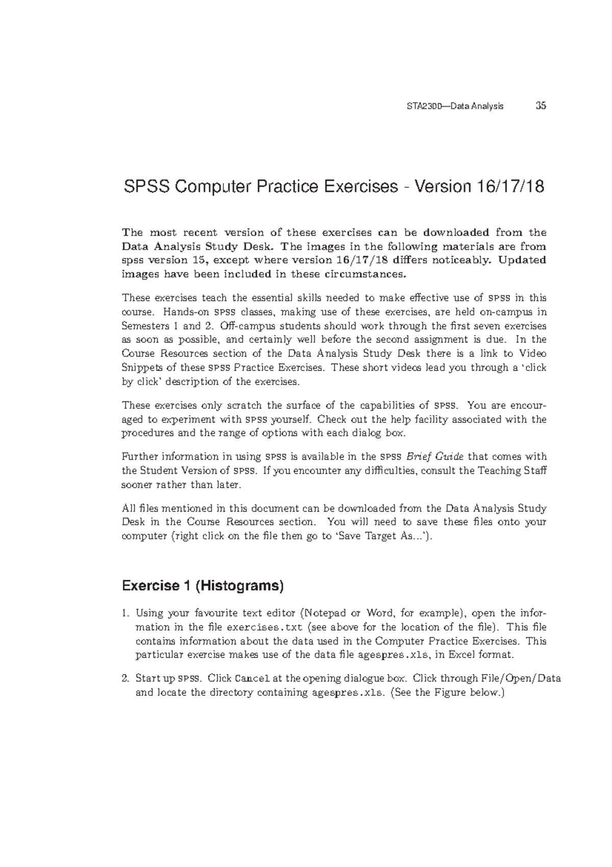 SPSS Practice Exercise Instructions - STA2300—Data Analysis 35 SPSS ...