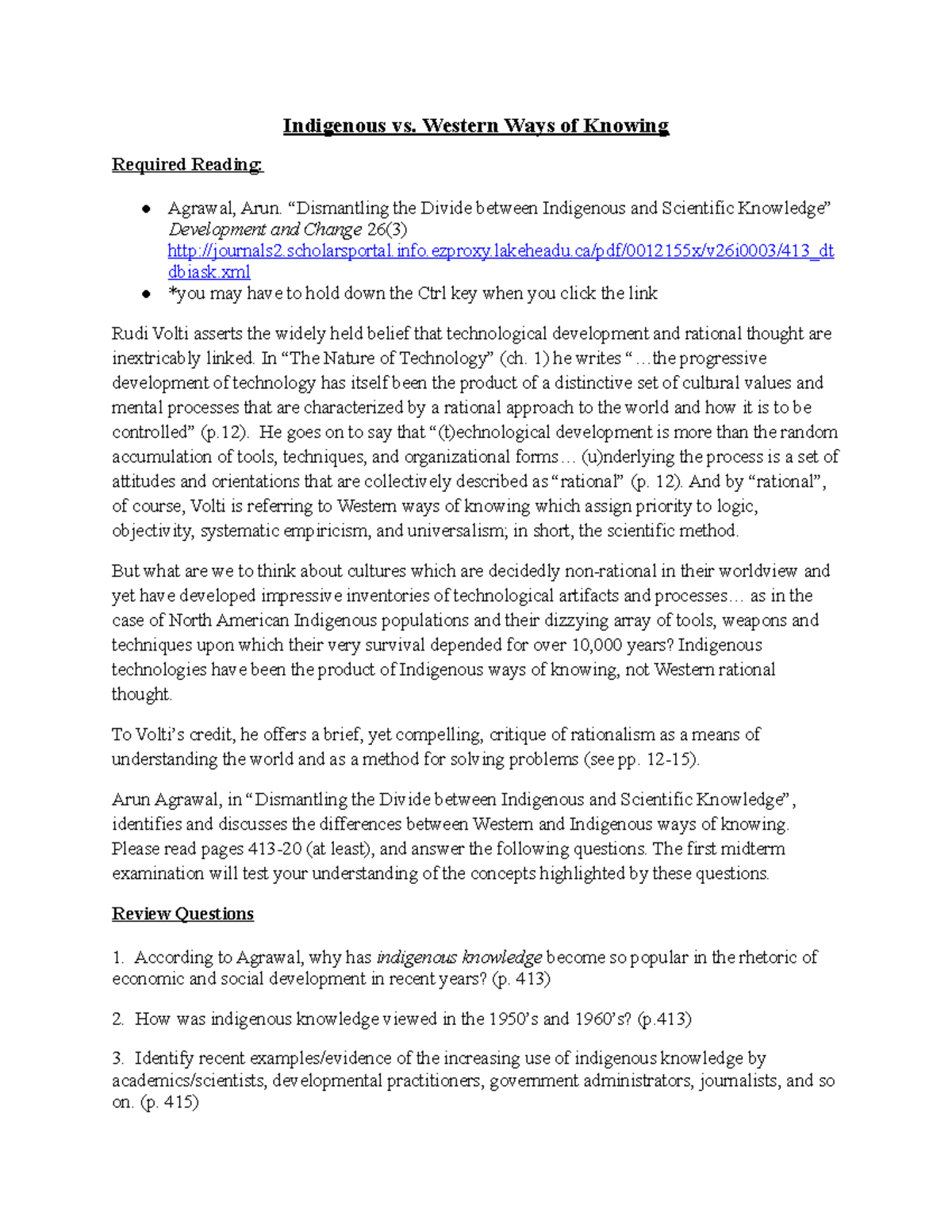 Indigenous vs - module 1 - Indigenous vs. Western Ways of Knowing ...