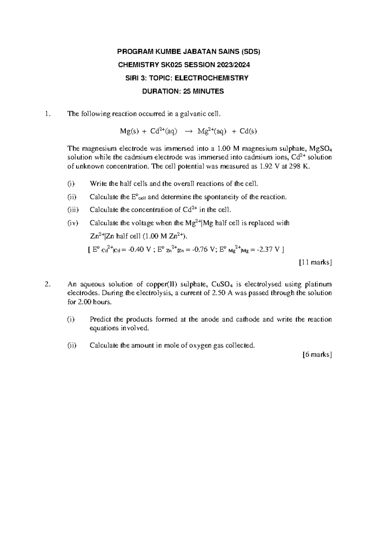 Soalan Kumbe SIRI 3 SDS - PROGRAM KUMBE JABATAN SAINS (SDS) CHEMISTRY ...