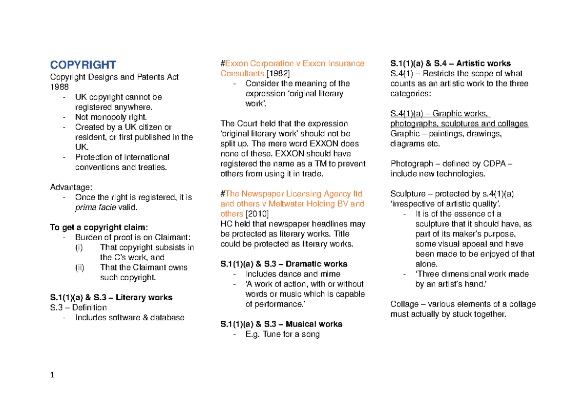Intellectual Property Revision - COPYRIGHT Copyright Designs and ...
