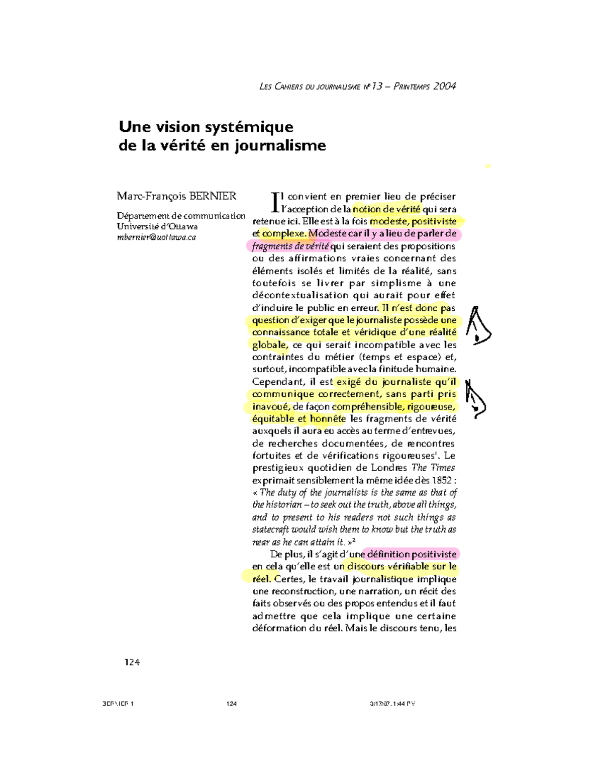 Lecture - LES C AHIERS DU JOURNALISME NO 13 – PRINTEMPS 2004 124 ...