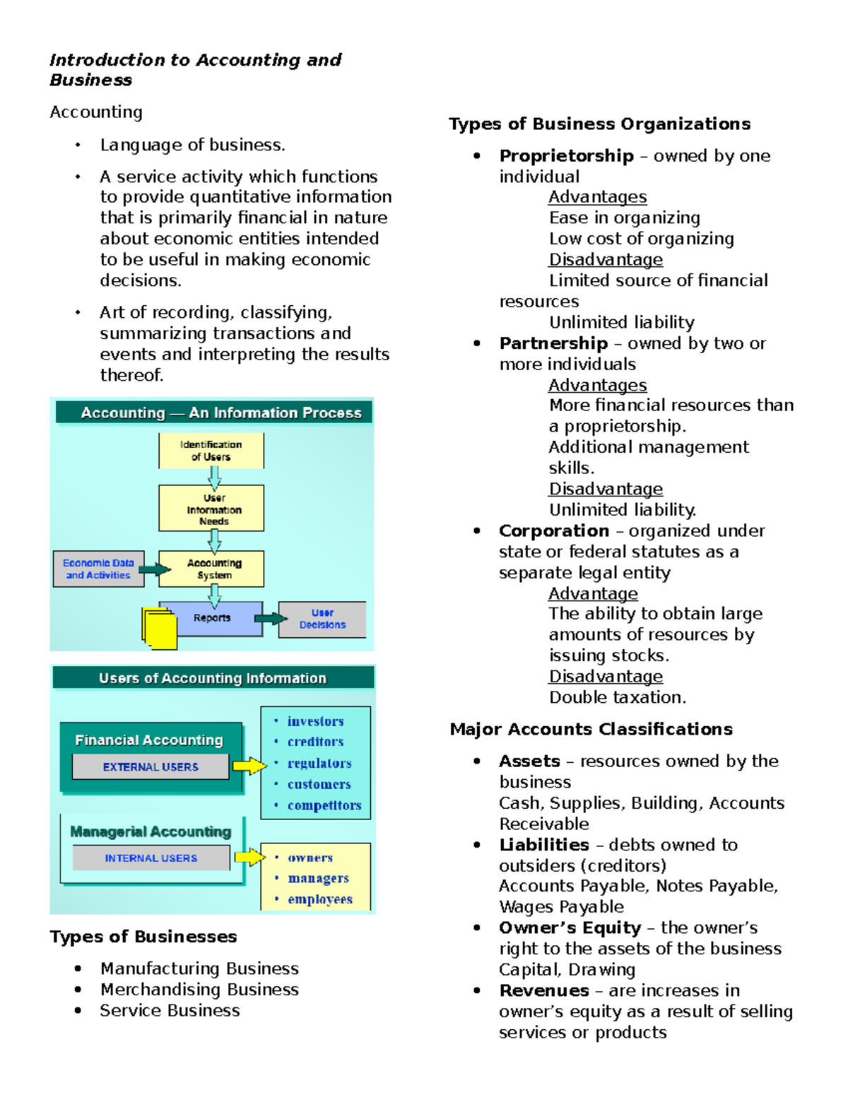 Quiz - intro and journalizing - Introduction to Accounting and Business ...