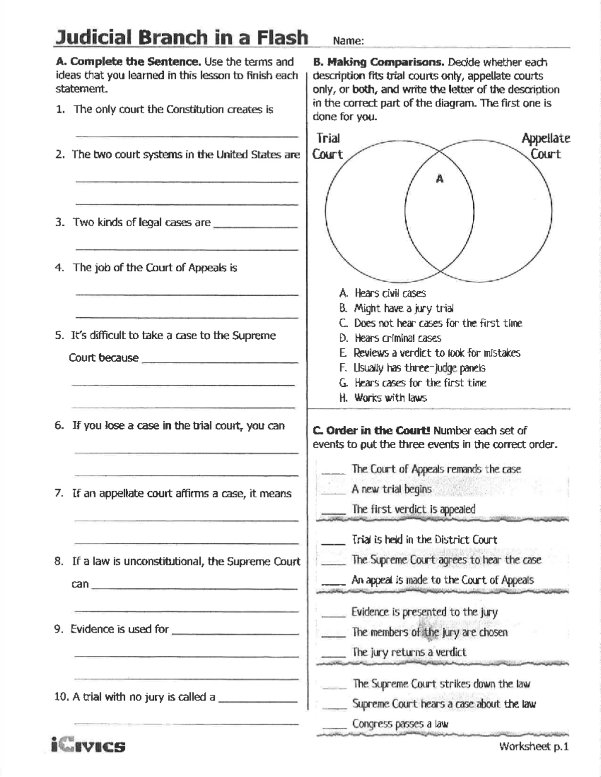 Judicial Branch in a Flash Assignment-1 Civics - Judicial Branch in a ...