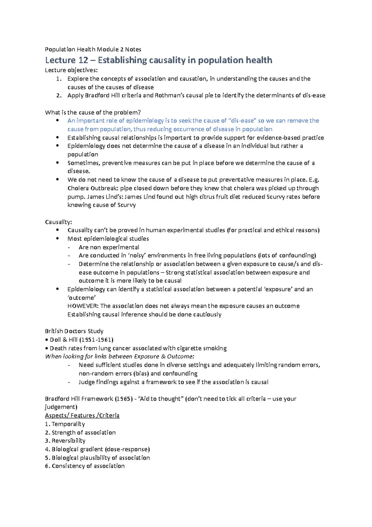 Population Health Module 2 Notes - AucklandUni - Studocu