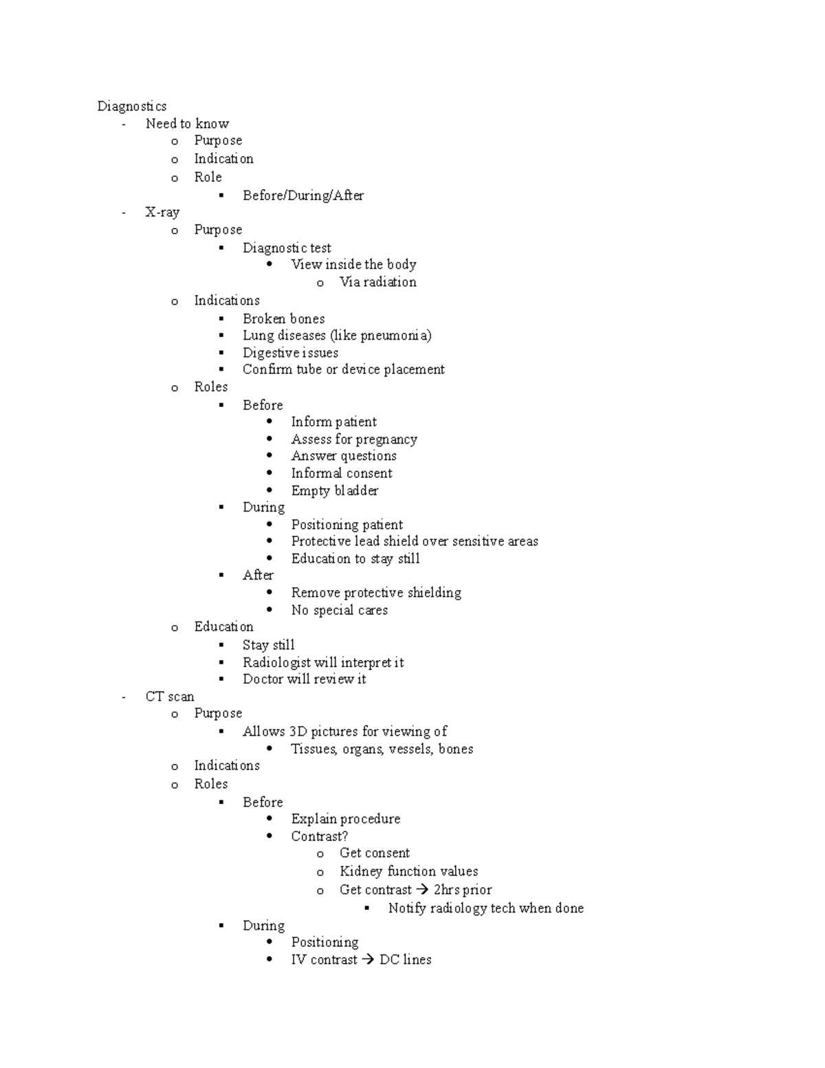 Diagnostics - Notes for good - Diagnostics - Need to know o Purpose o ...